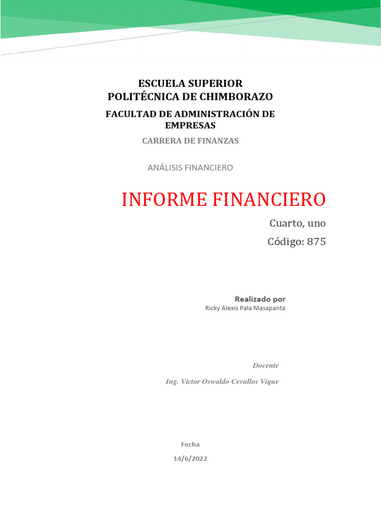 Informe Finaciero Empresa Tía | PDF