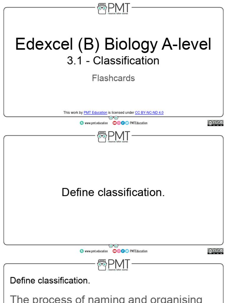 Flashcards - Topic 3.1 Classification - Edexcel (B) Biology A-Level | PDF