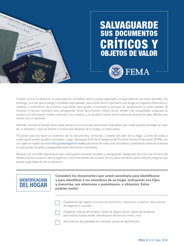 Ready - Safeguard Critical Documents Valuables - Spanish | PDF