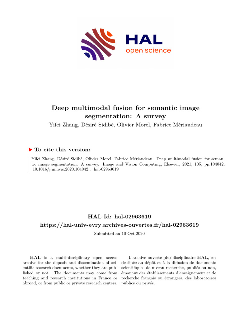 Deep Multimodal Fusion For Semantic Image Segmentation A Survey | PDF | Image Segmentation ...