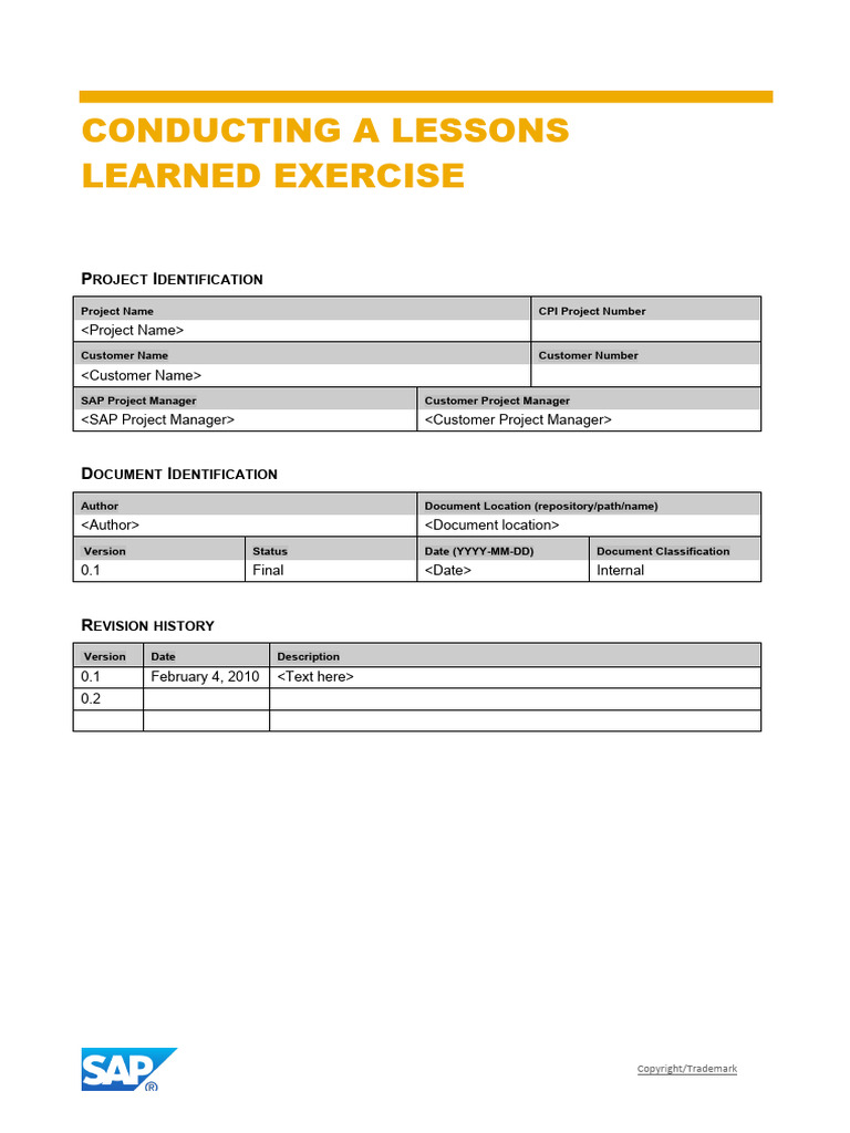 Conducting A Lessons Learned Exercise - How-To | PDF | Trademark ...