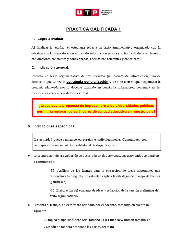 ? (AC-S04) Semana 04 - Tema 01 Tarea - Práctica Calificada 1 (Terminado) | PDF