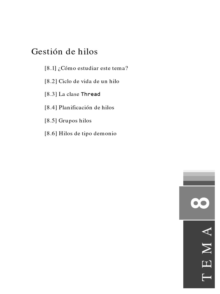 Tema8 - GESTION DE HILOS | PDF | Hilo (Computación) | Java (lenguaje de programación)