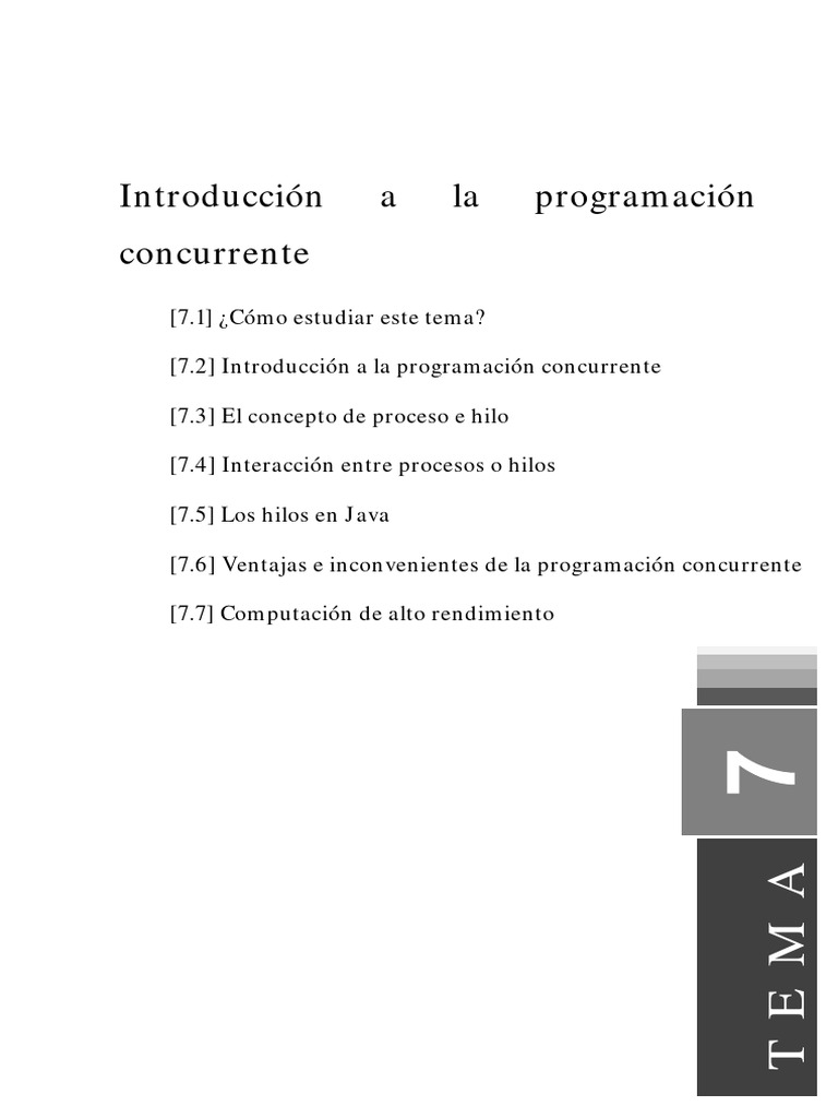 Tema7 - INTRODUCCION A LA PROGRAMACION CONCURRENTE | PDF | Hilo (Computación) | Programación