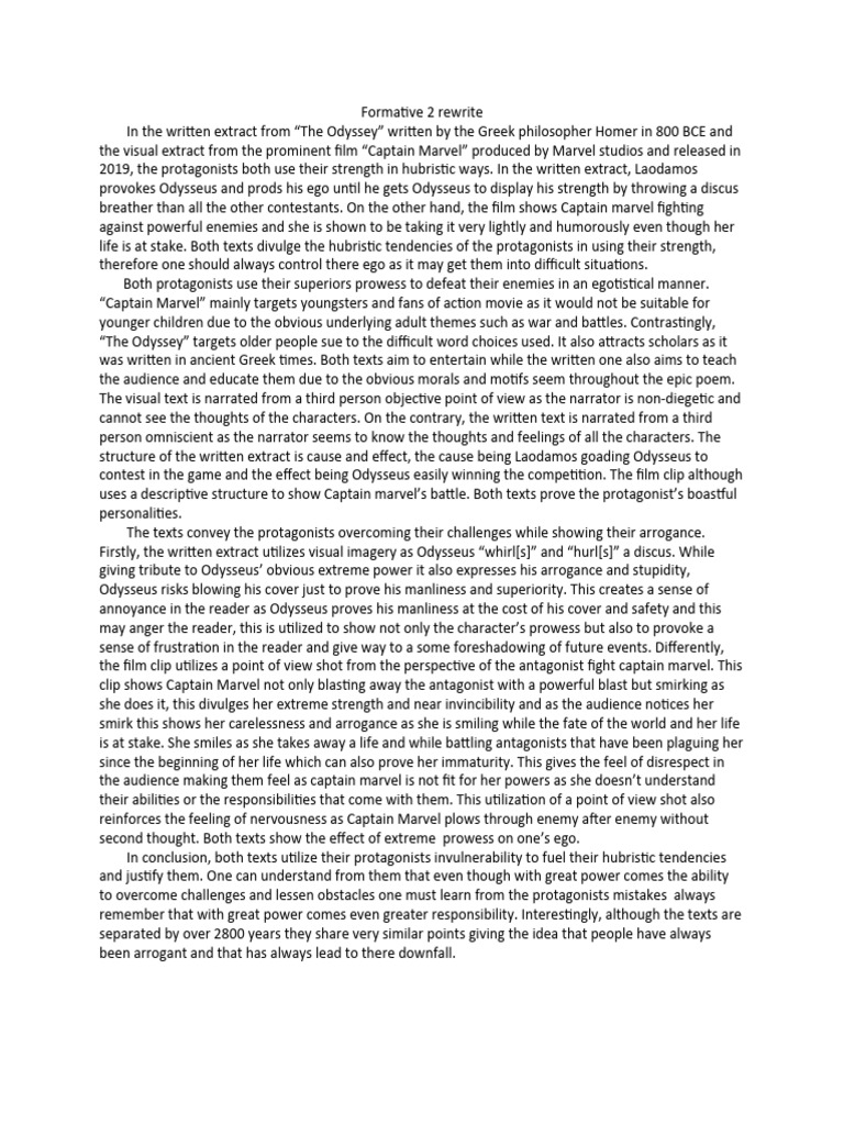 Formative Sample English A MYP | PDF | Narration | Odyssey