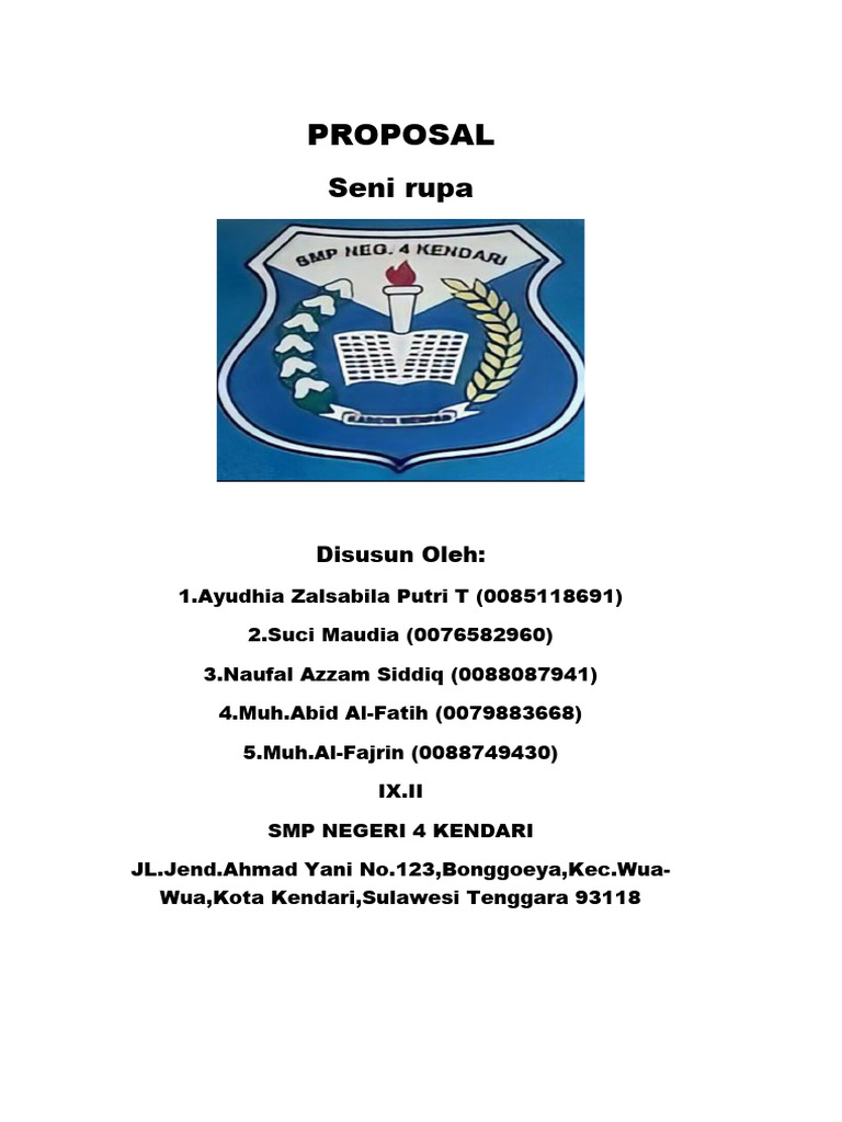 Proposal Seni Rupa Kelompok 3 | PDF