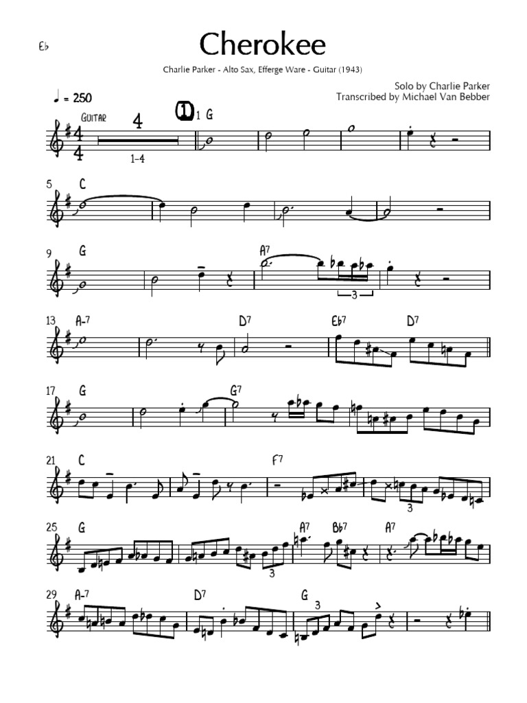 Cherokee Lead Sheet in Eb | PDF