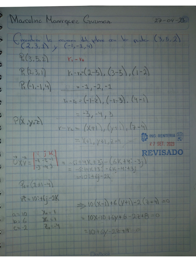 Ecuaciones Vectoriales Del Plano | PDF