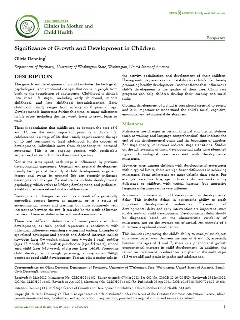 Significance of Growth and Development in Children | PDF | Child Development | Interpersonal ...