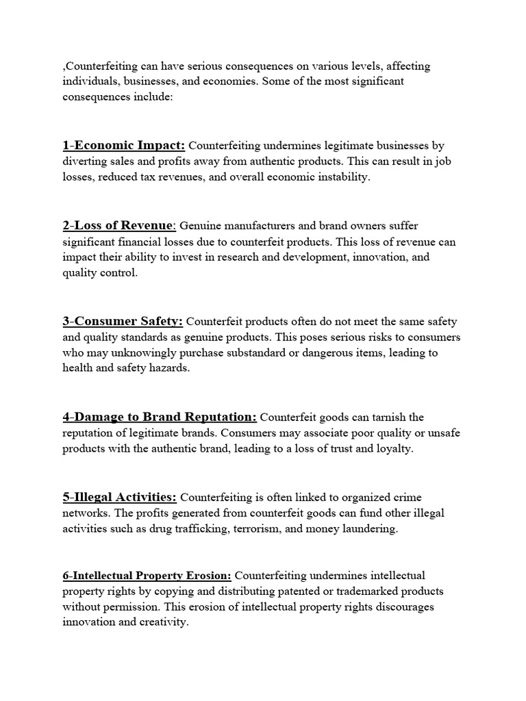 Counterfeiting's Impact on Economy & Safety | PDF | Counterfeit | Business