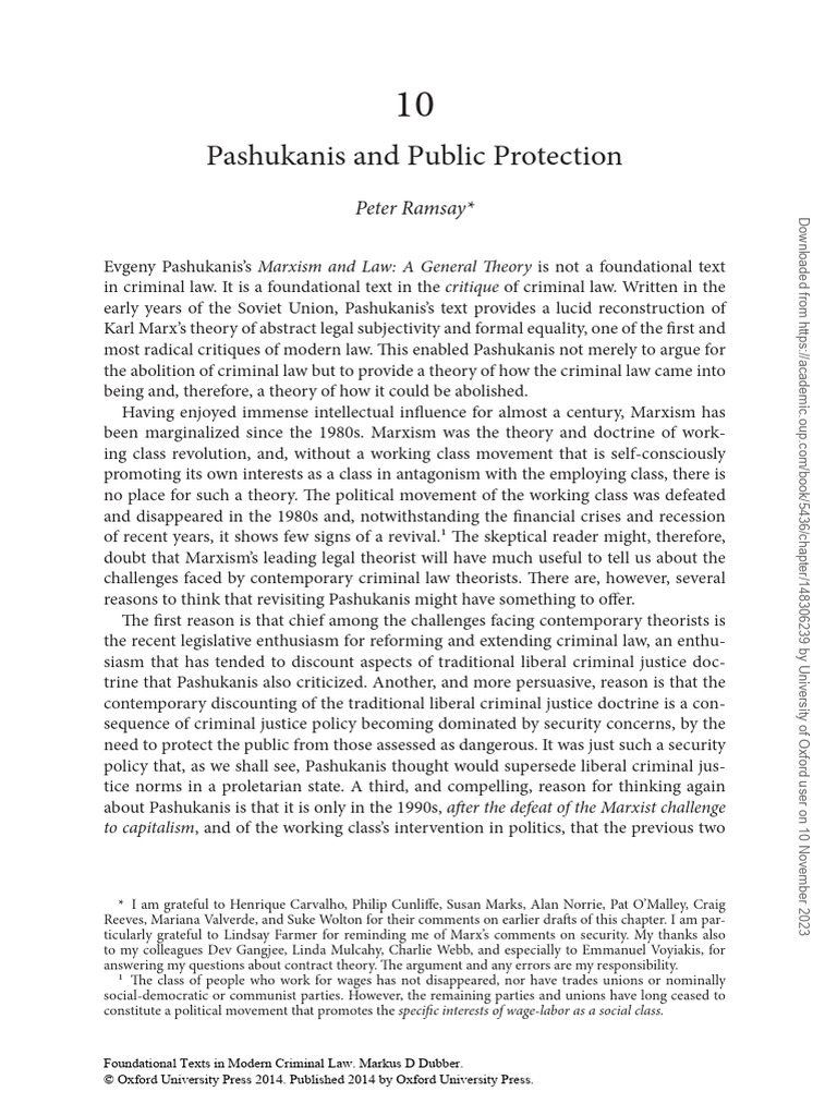 Pashukanis and Public Protection | PDF