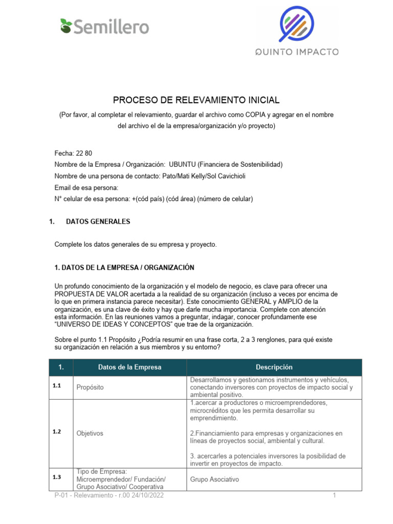 P 01 - Proceso de Relevamiento Inicial - Semillero - Ubuntu | PDF | Mi ...