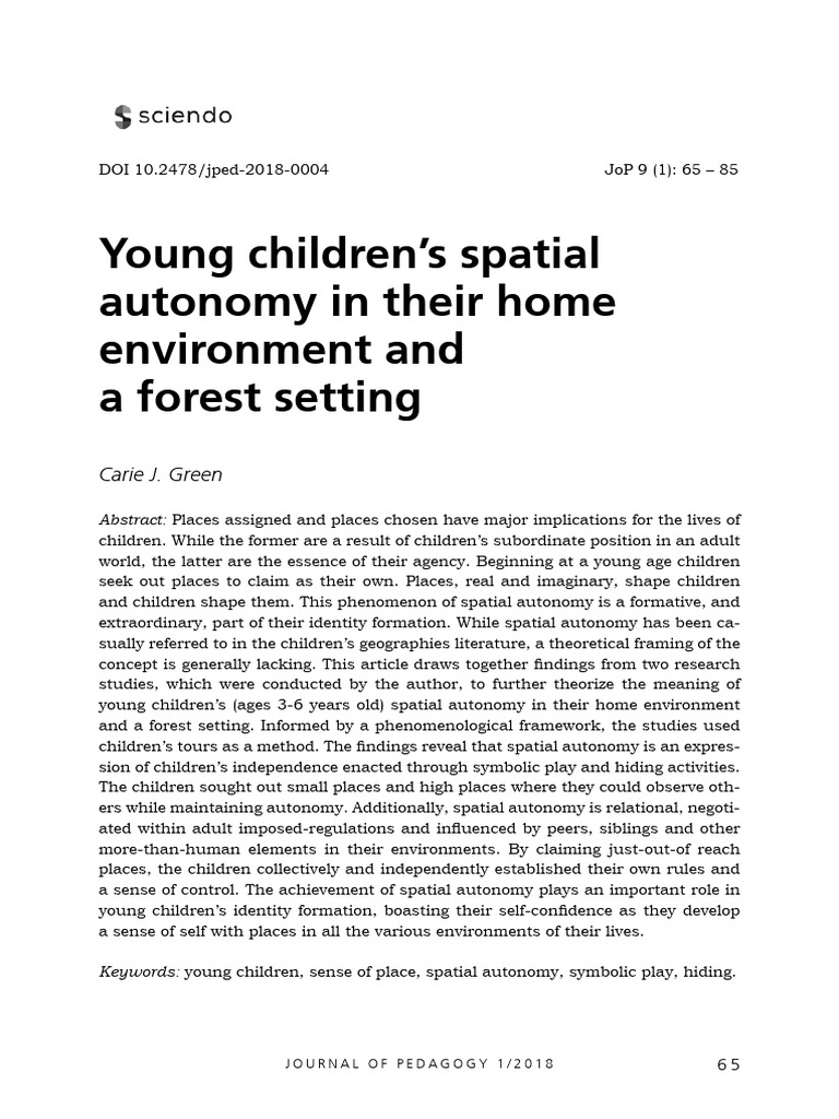 Young Children's Spatial Autonomy | PDF | Experience | Autonomy