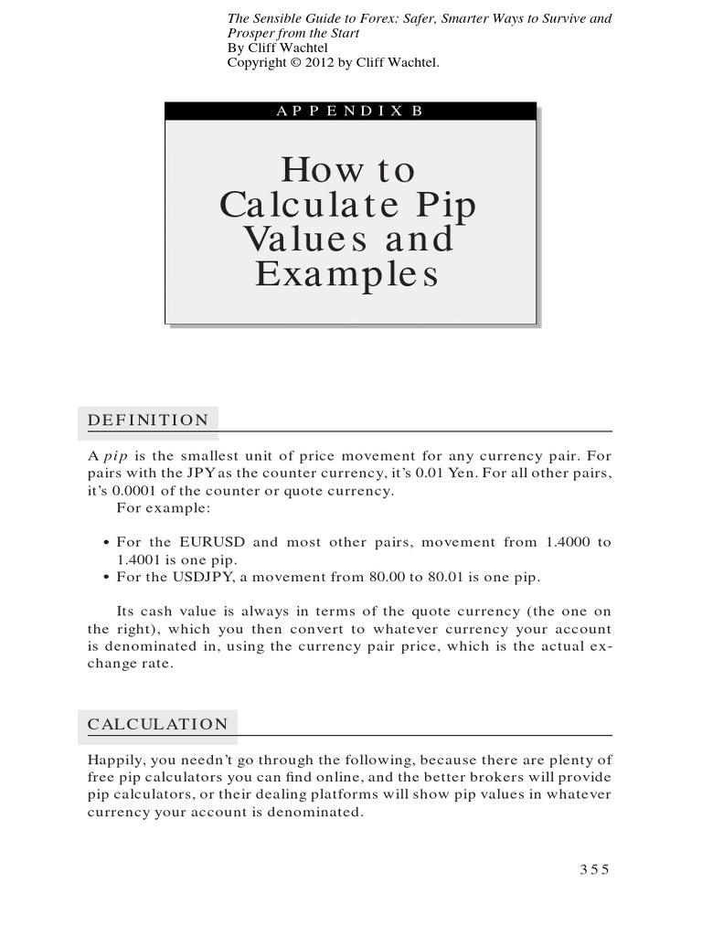 The Sensible Guide To Forex - Calculate Pip Values and Examples | PDF ...