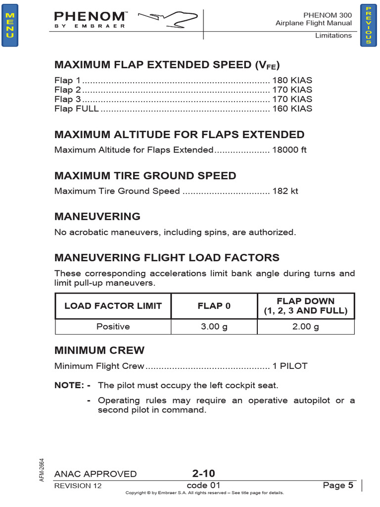 Phenom 300 Checklist | PDF | Aileron | Flap (Aeronautics)
