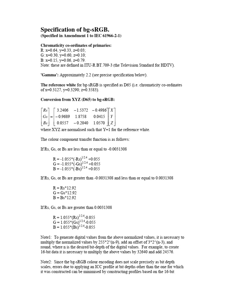 bgsrgb | PDF | Rgb Color Model | Matrix (Mathematics)