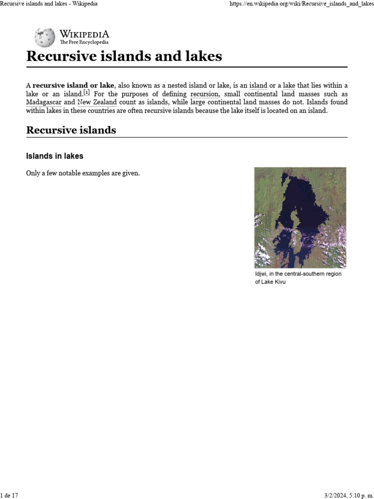 Recursive Islands and Lakes - Wikipedia | PDF | Volcanology ...