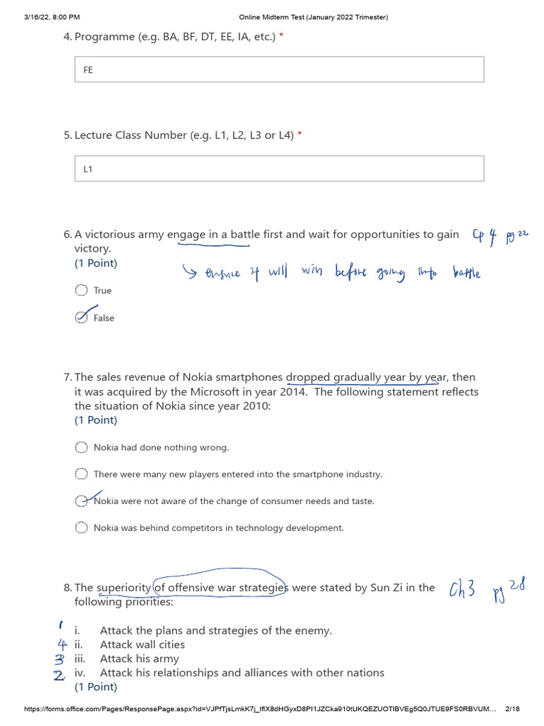 Online Midterm Test (January 2022 Trimester) | PDF | The Art Of War ...