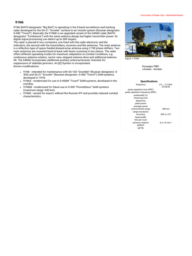 91N6 - Radartutorial | PDF | Radar | Electronics