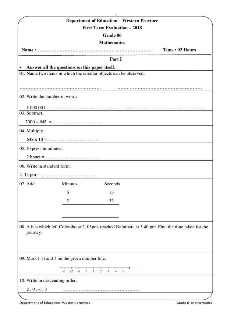 Grade 6 Mathematics EM | PDF | Ellipsis | Elementary Mathematics