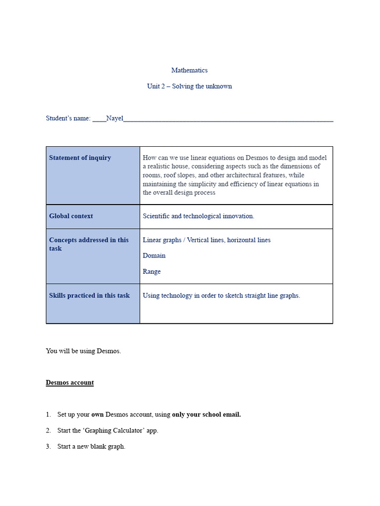 Desmos House Project Guide | PDF | Line (Geometry) | Mathematics