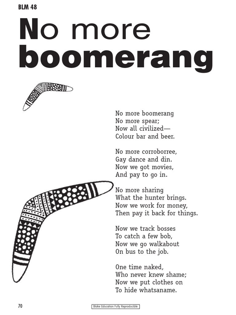 Oodgeroo Noonuccal's "No More Boomerang" | PDF | Poetry