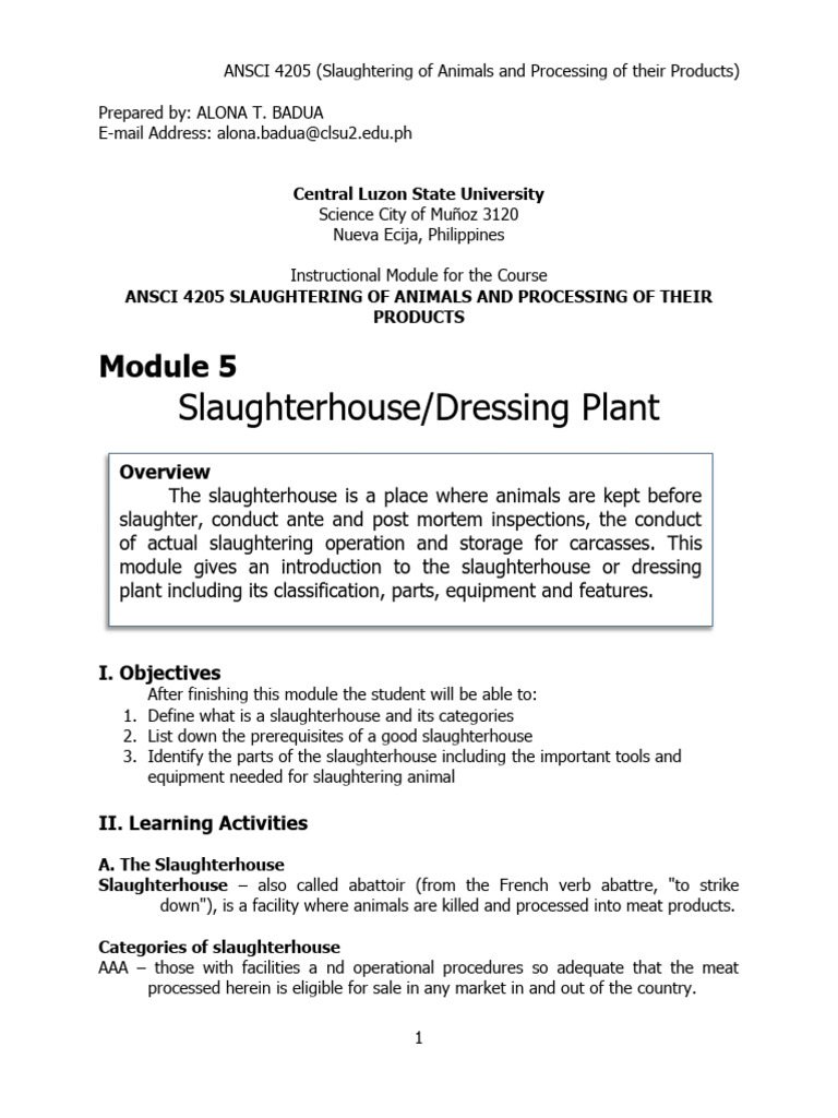 Module 5-Slaughterhouse | PDF