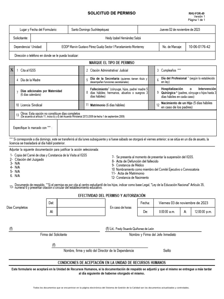 Formulario Solicitud de Permiso Mineduc | PDF | Gobierno