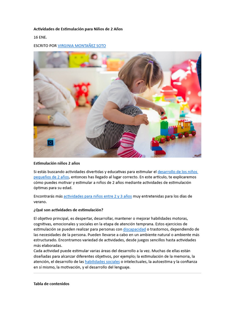 Actividades de Estimulación para Niños de 2 Años | PDF