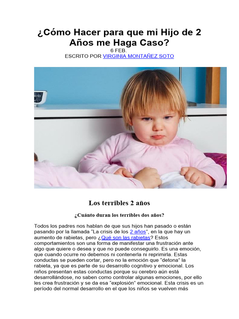 Cómo Hacer Para Que Mi Hijo De 2 Años Me Haga Caso Pdf