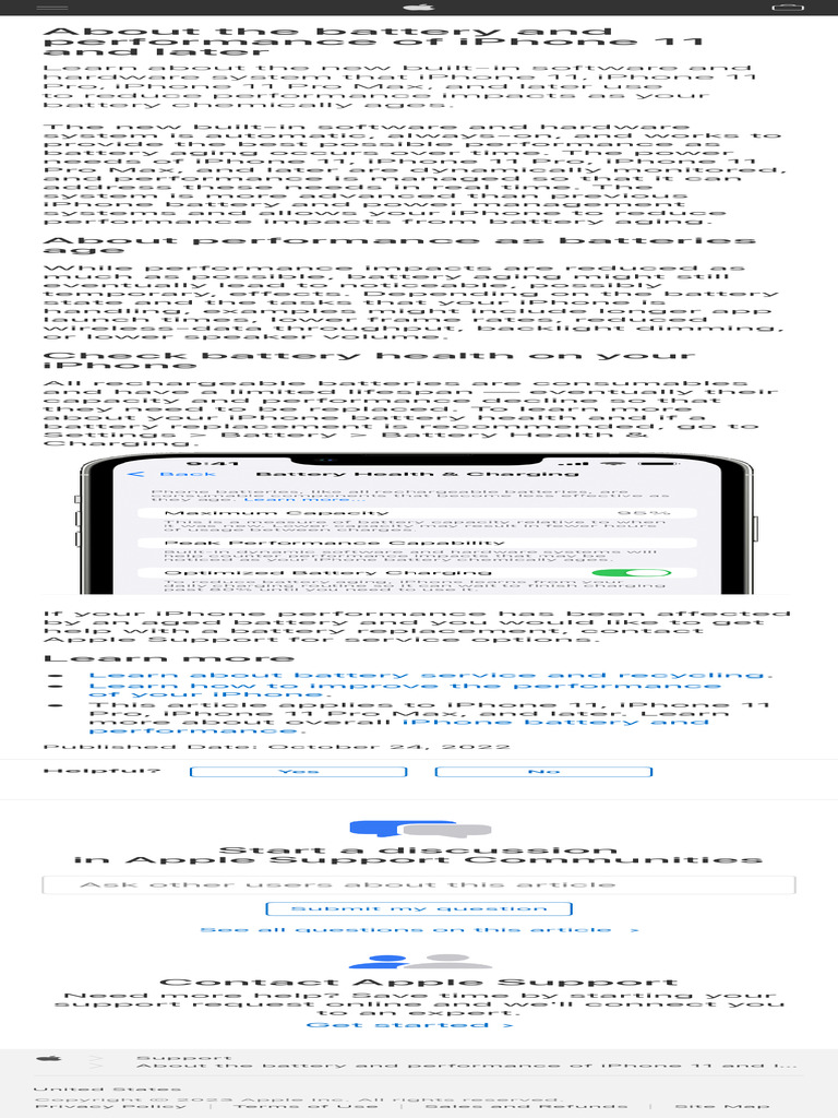 About The Battery and Performance of Iphone 11 and Later - Apple Support | PDF