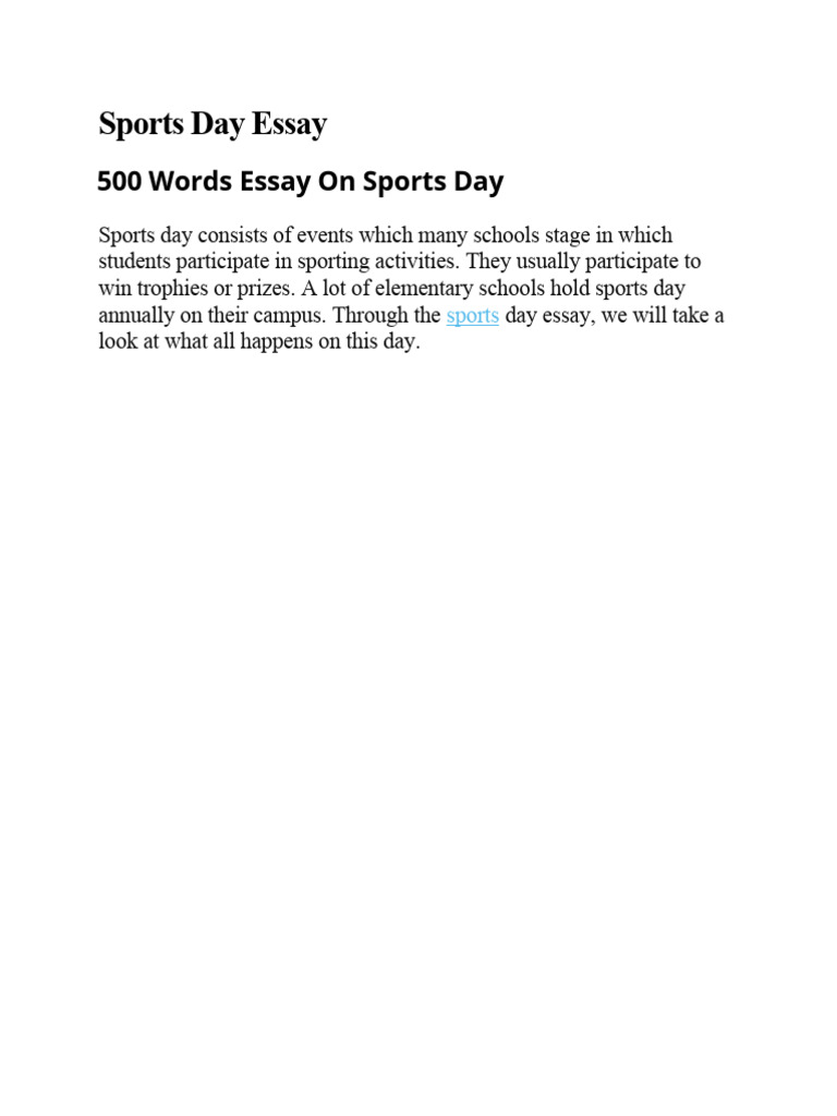 Sports Day Essay | PDF