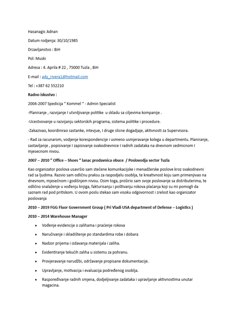 Hasanagic Adnan CV | PDF