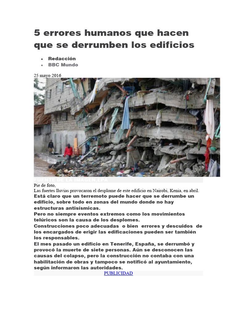5 Errores Humanos Que Hacen Que Se Derrumben Los Edificios | Descargar ...