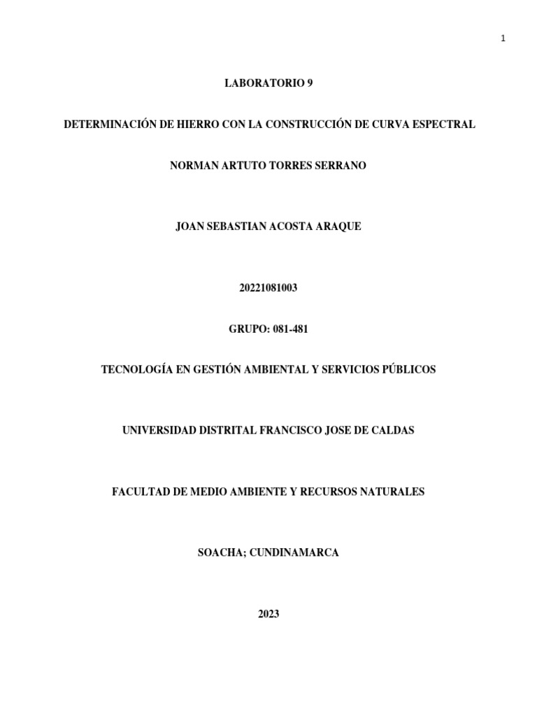 LABORATORIO 9 Pre - Informe | PDF | Laboratorios | Concentración