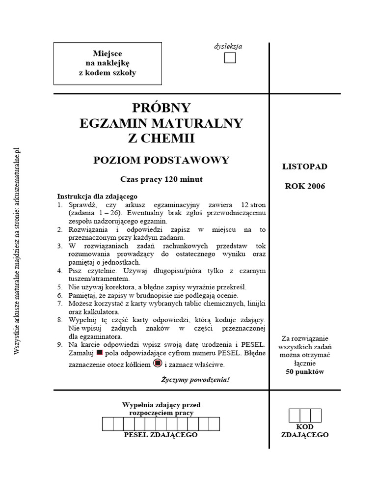 Egzamin Maturalny Listopad 2006 Pdf