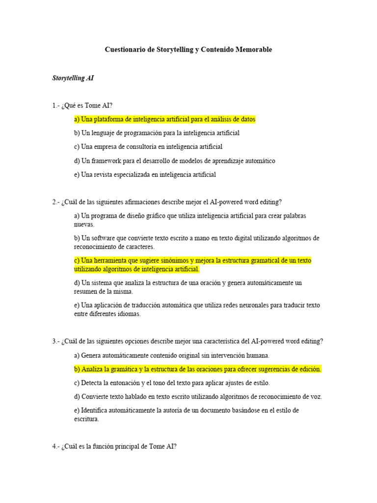 Cuestionario de Storytelling y Contenido Memorable | PDF | Inteligencia ... Cuestionario de Storytelling y Contenido Memorable | PDF | Inteligencia ...