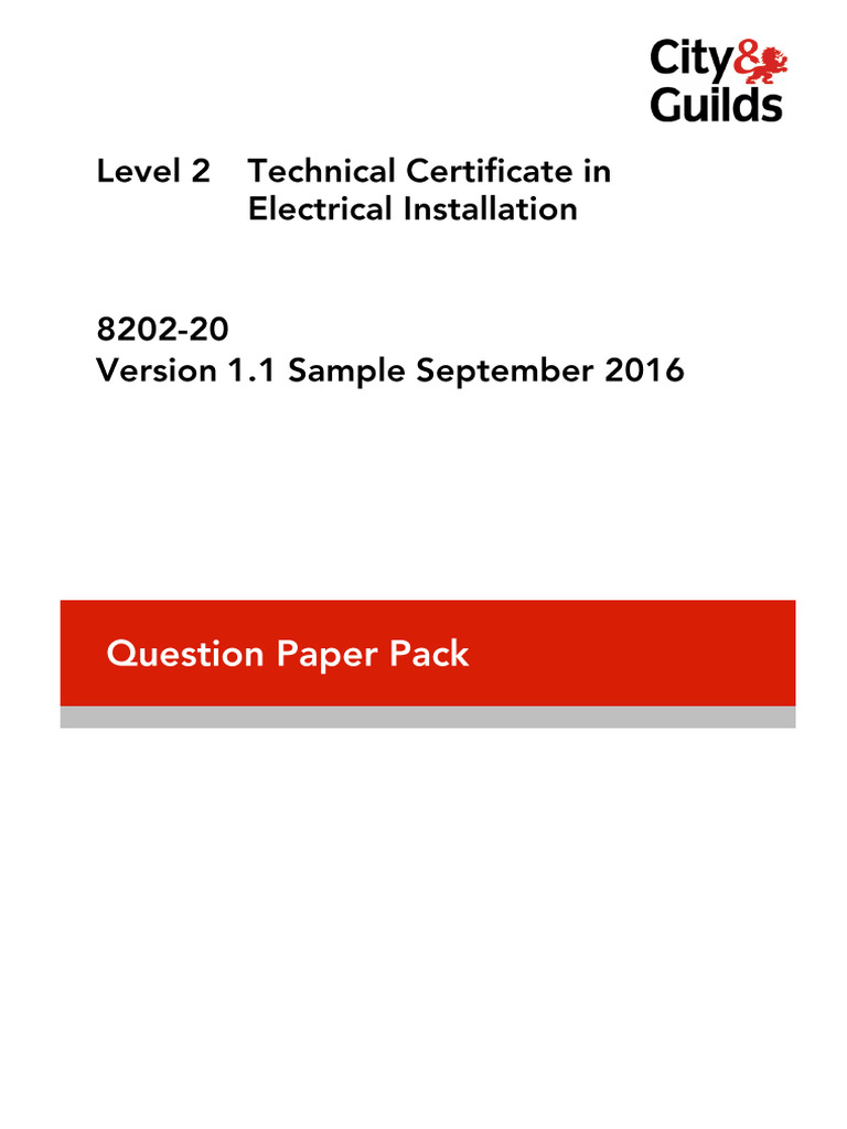 8202-20 l2 Technical Certificate in Electrical Installation Sample ...