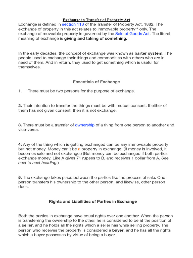 Exchange | PDF | Money | Ownership