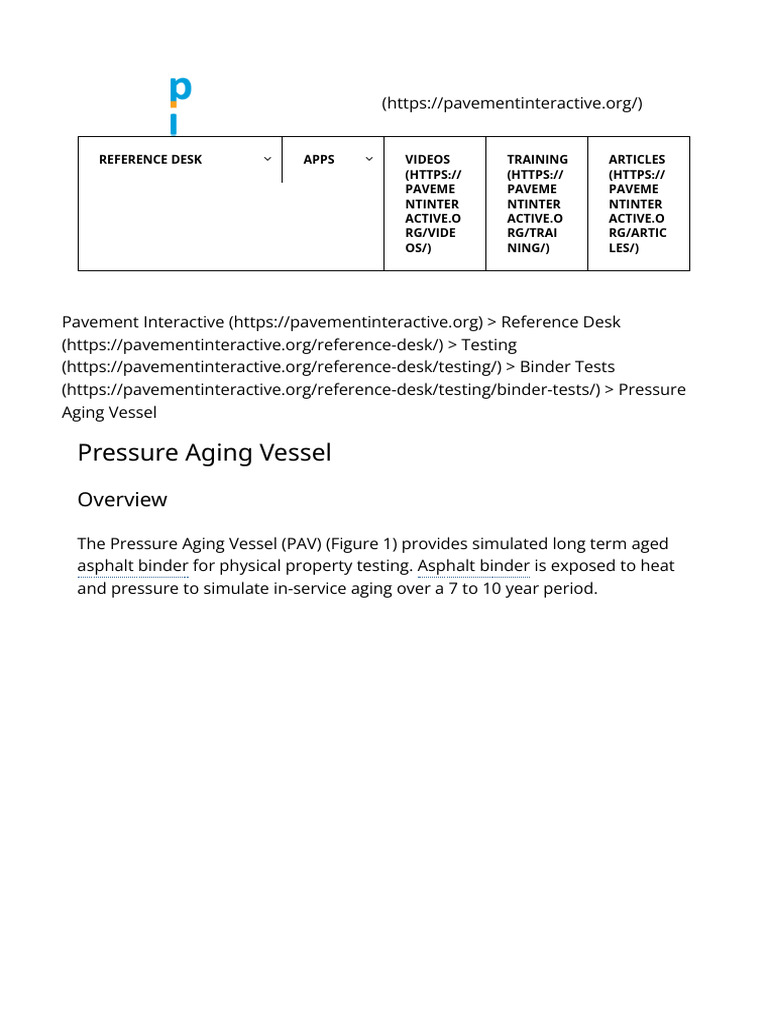 Pressure Aging Vessel - Pavement Interactive | PDF | Road Surface ... Pressure Aging Vessel - Pavement Interactive | PDF | Road Surface ...