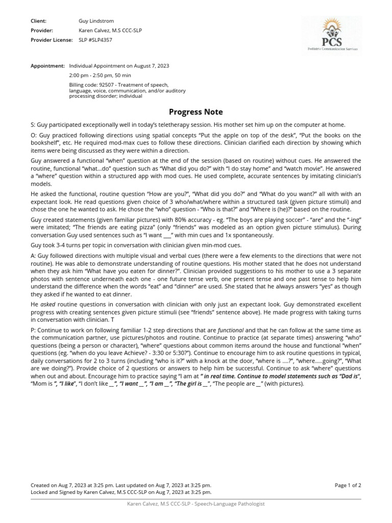 Progress Note | PDF | Question | Communication
