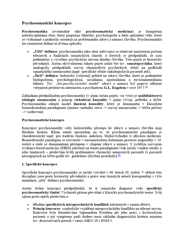 Psychosomatické Koncepce | PDF