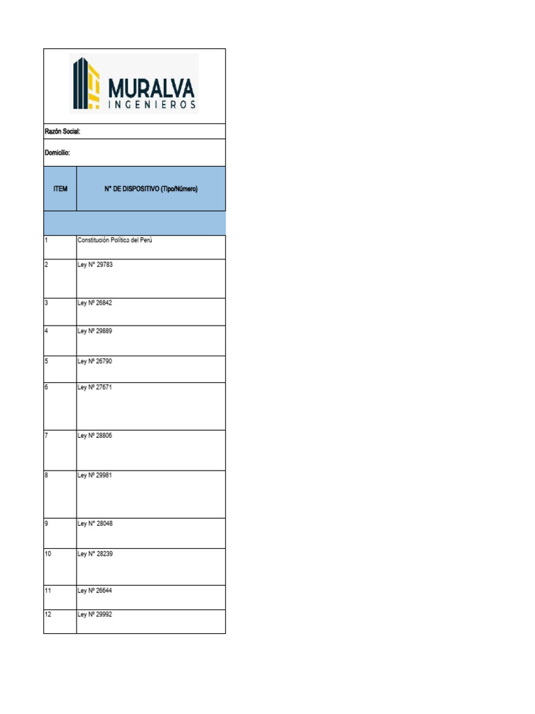 01 SST - MAT - 001 MATRIZ DE IDENTIFICACION DE REQUISITOS LEGALES Y OTROS REQUISITOS EN SST ...