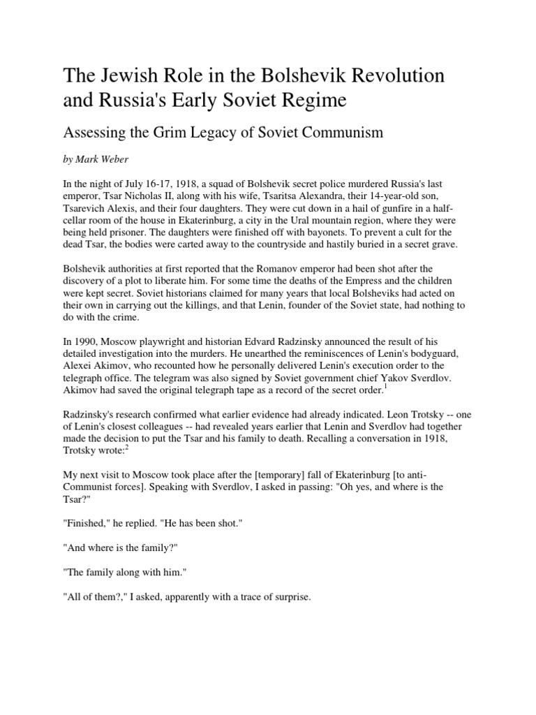 Jewish Influence in the Bolshevik Revolution | PDF | Vladimir Lenin ...