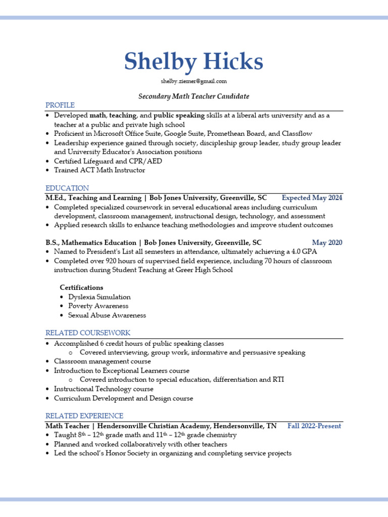 Resume Fall 23 | PDF