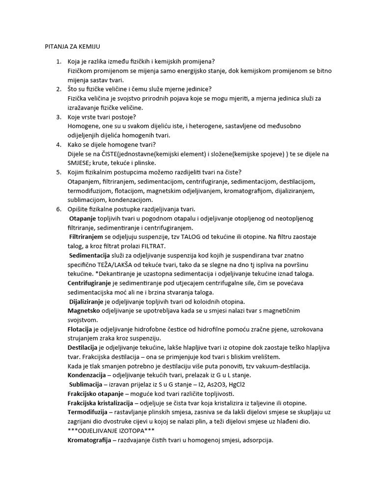 Pitanja Iz Opće Kemije | PDF