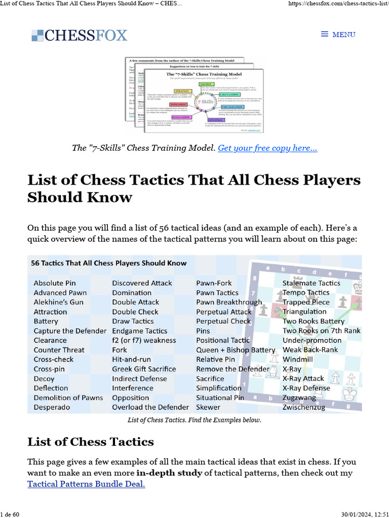 2 List of Chess Tactics That All Chess Players Should Know | PDF ...