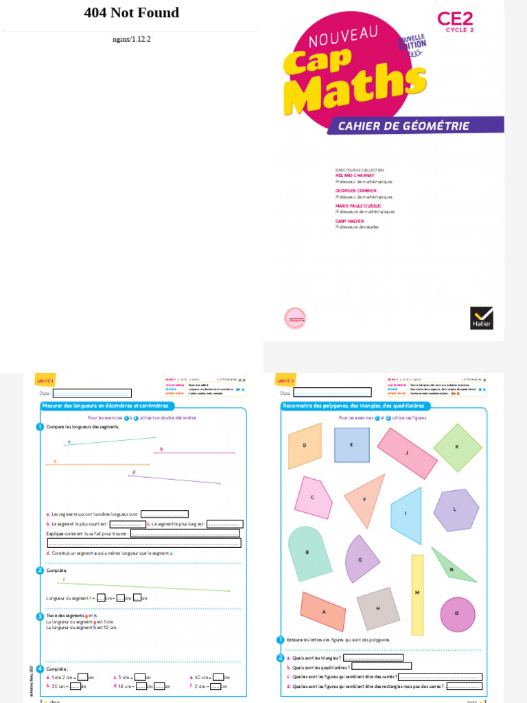 Cap Maths - Cahier de Géométrie - CE2 | PDF