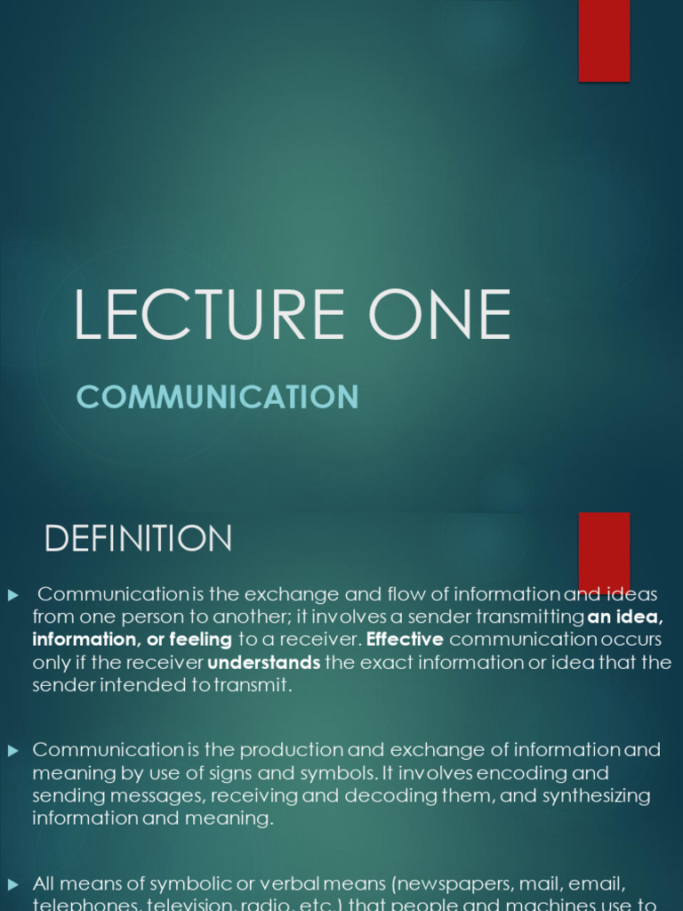 Lecture 1a. Communication | PDF | Communication | Nonverbal Communication Lecture 1a. Communication | PDF | Communication | Nonverbal Communication