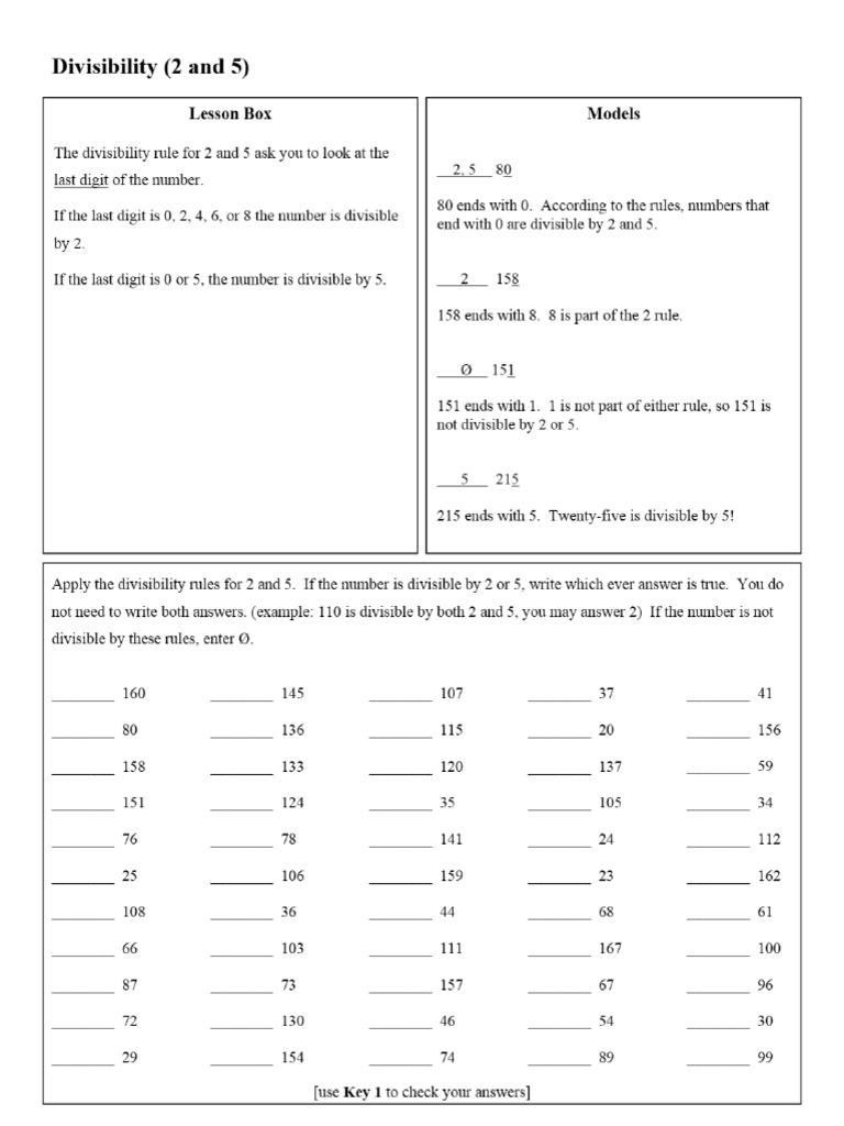 Divisibility Rules Workbook | PDF